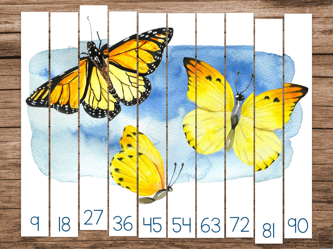 Spring Skip Counting Puzzles printable Watercolor Math Activity - Etsy
