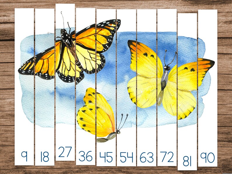 Spring Skip Counting Puzzles printable Watercolor Math Activity - Etsy