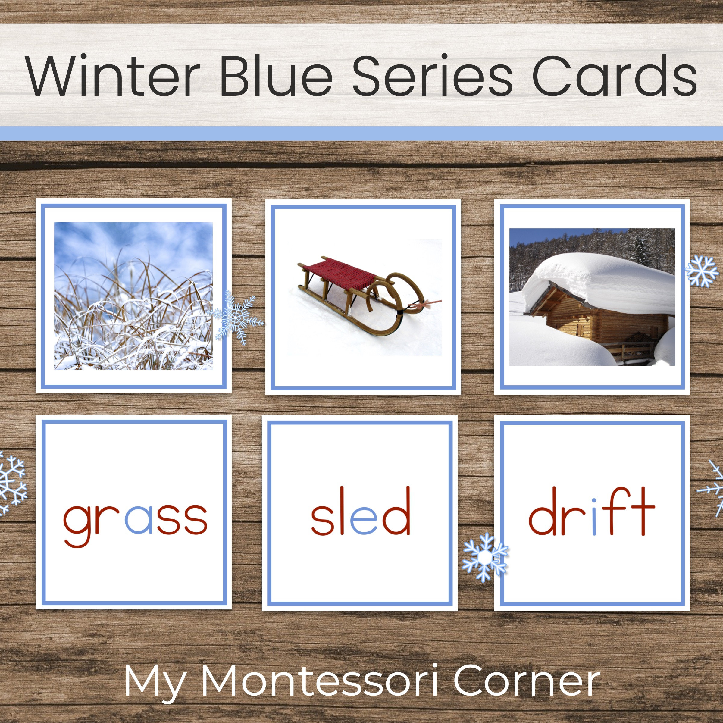 Winter Montessori Blue Series Reading Cards (picture and Word Matching ...