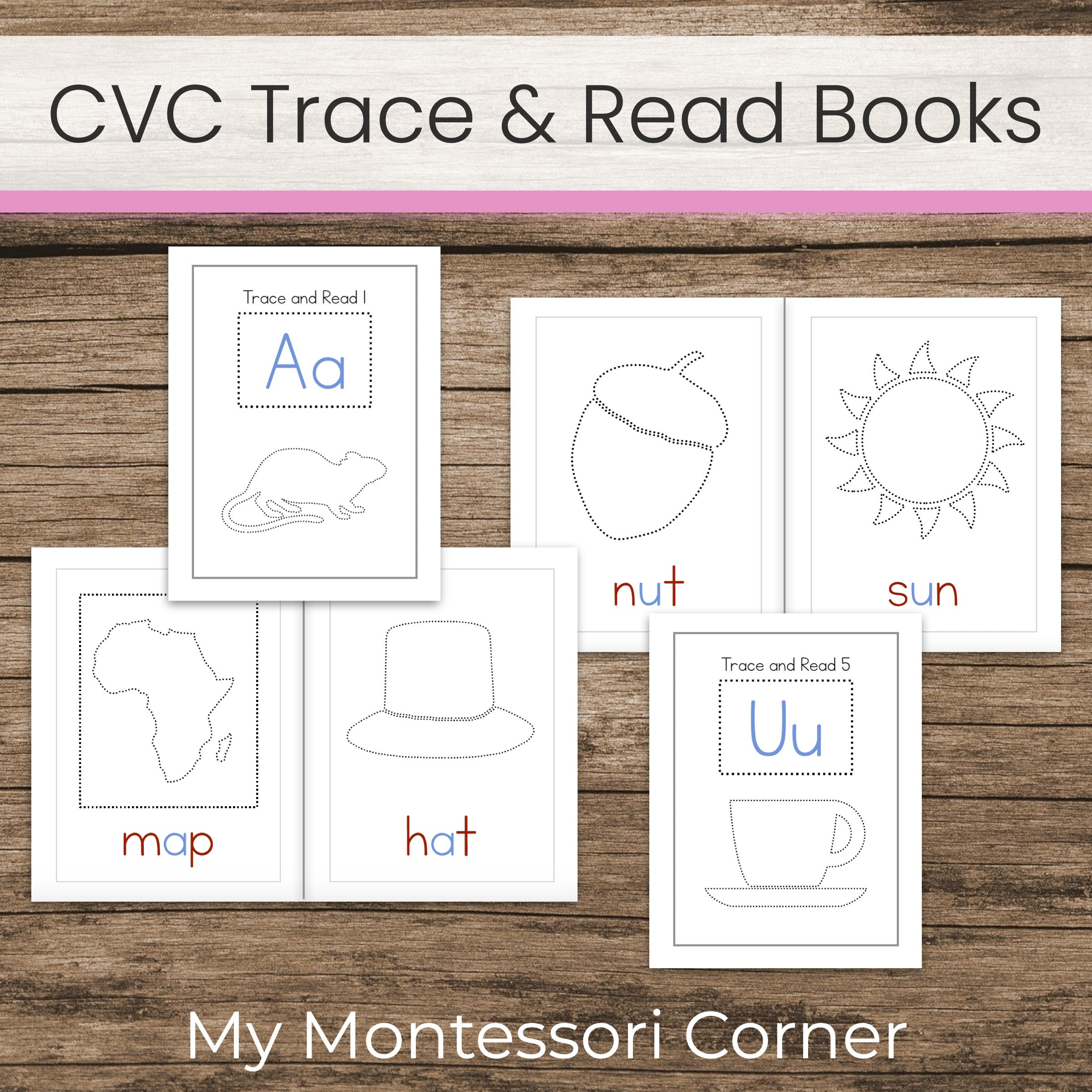 CVC Trace & Read Books (montessori Pink Series Printable) - Etsy
