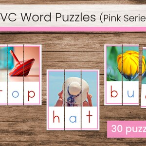 CVC Picture Word Puzzles (montessori Pink Series Printable) - Etsy