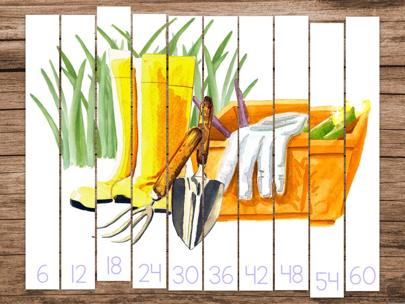 Spring Skip Counting Puzzles (printable Watercolor Math Activity) - Etsy