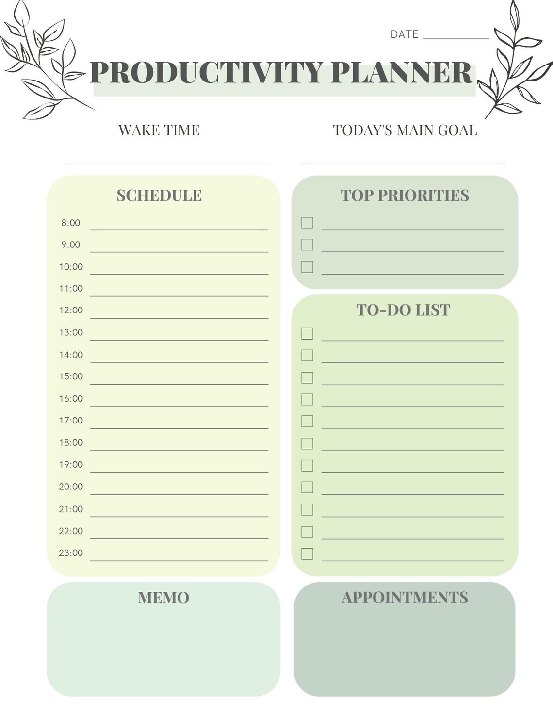 Productivity Planner Printable, Instant Download, Daily to Do List ...
