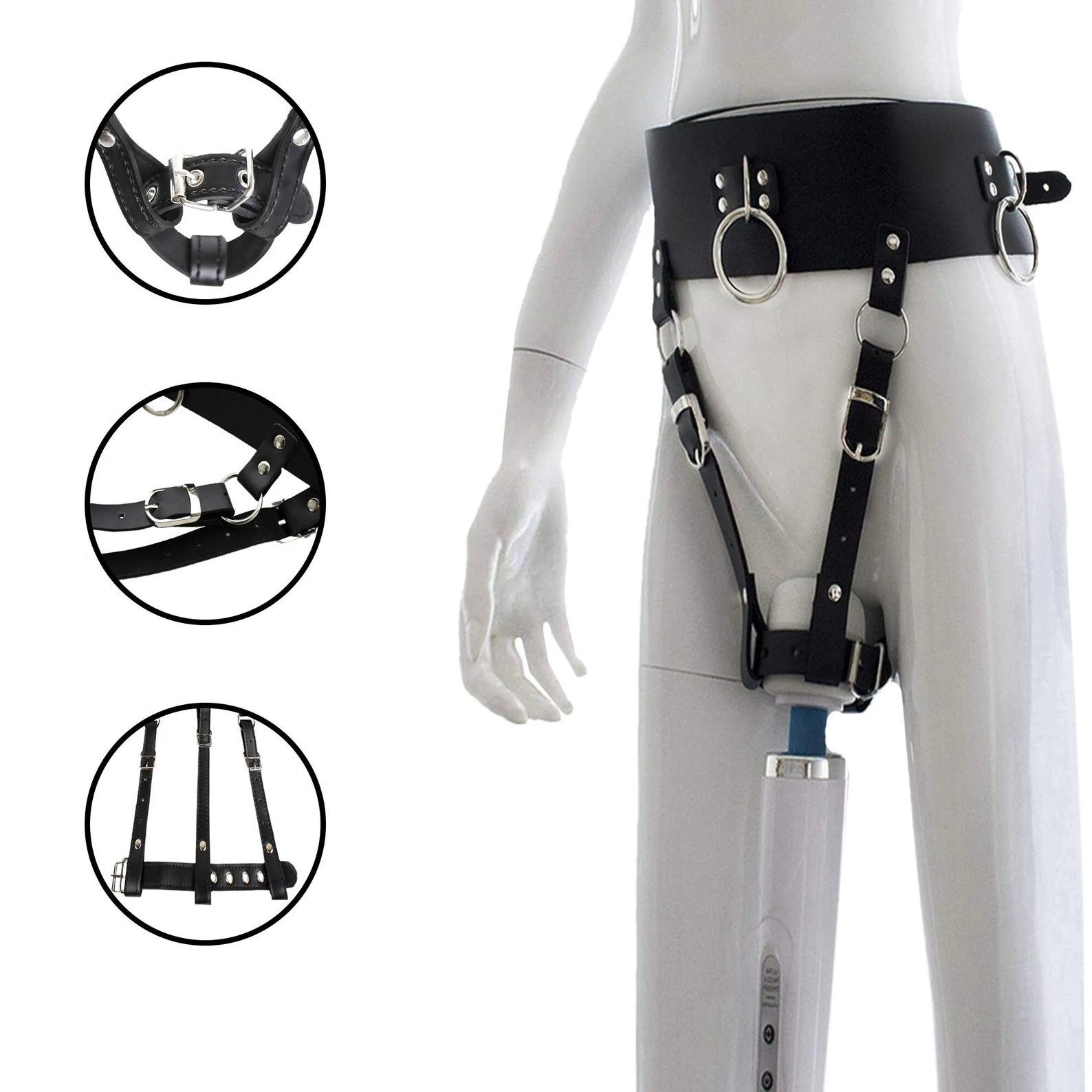 Leather Forced Orgasm Magic Wand Holder Bdsm Bondage Sex Toys For