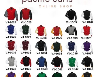 Unisex Varsity Jacket Baseball Letterman Jackets Wool Body Wool Sleeves ...