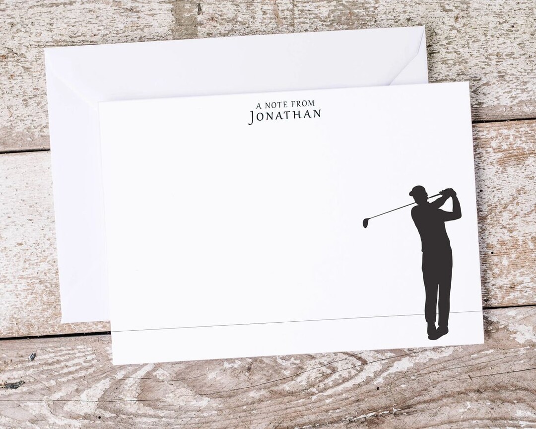 Personalized Note Card Golfers Set of 25 130lbs Classic Felt Paper Men ...