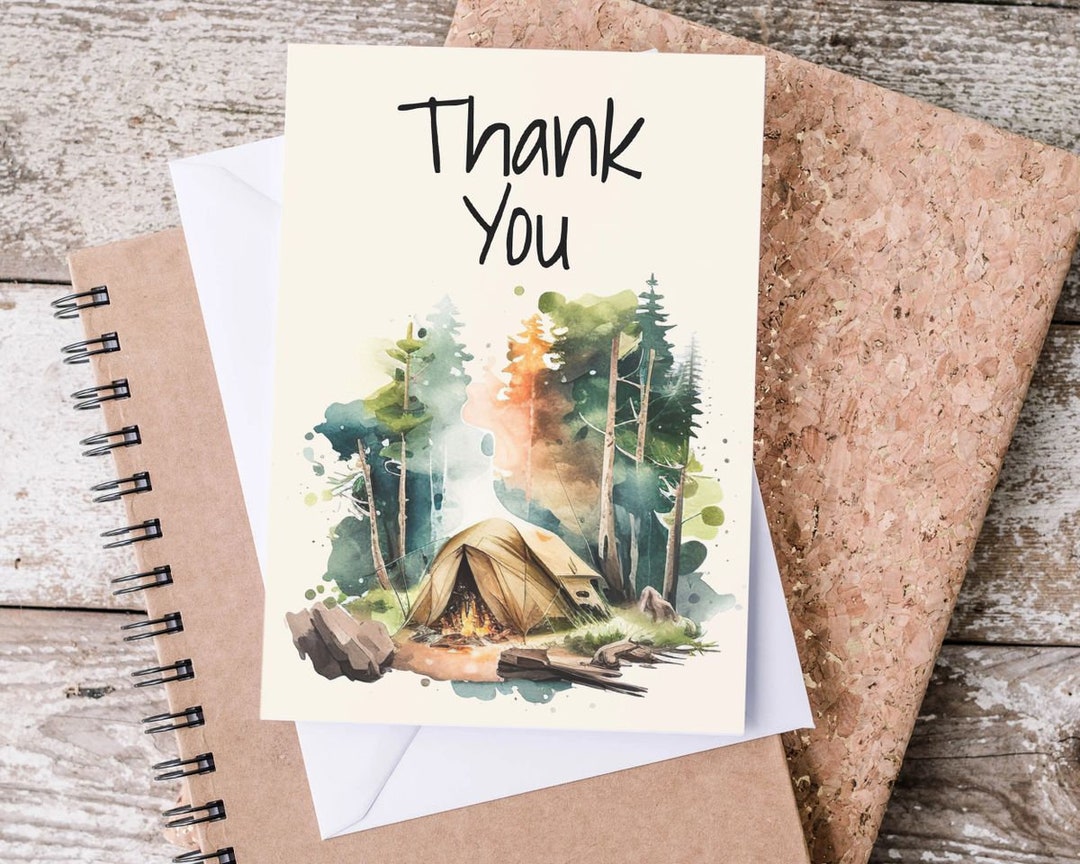 Tent Camping Thank You Card 4.25in X 5.5in Folded Greeting Card ...
