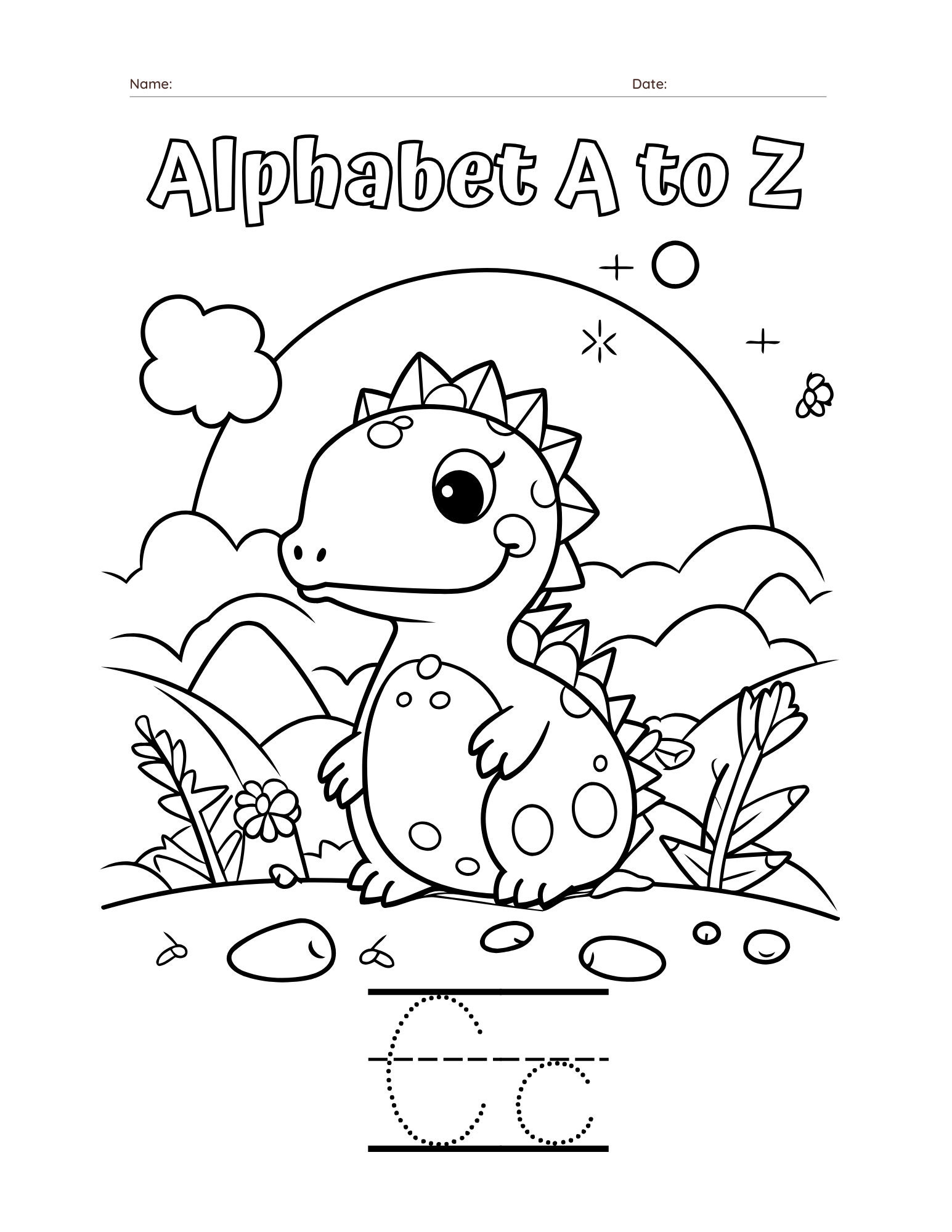 Children's Dinosaur Alphabet Coloring and Activity Book - Etsy