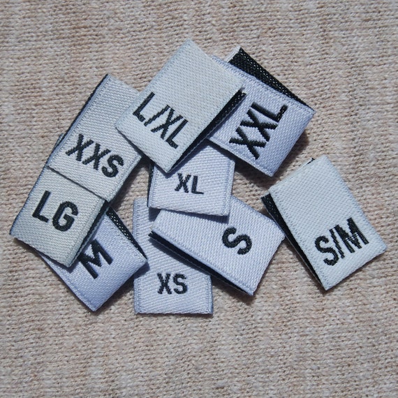 Woven Damask Clothing Size Tab Labels White W/black Text - Etsy