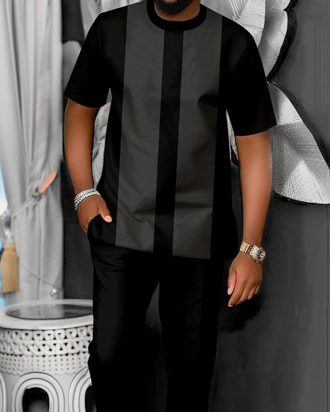 Handmade African Men's Senator Suit: 2-piece Cotton Wedding Outfit - Etsy