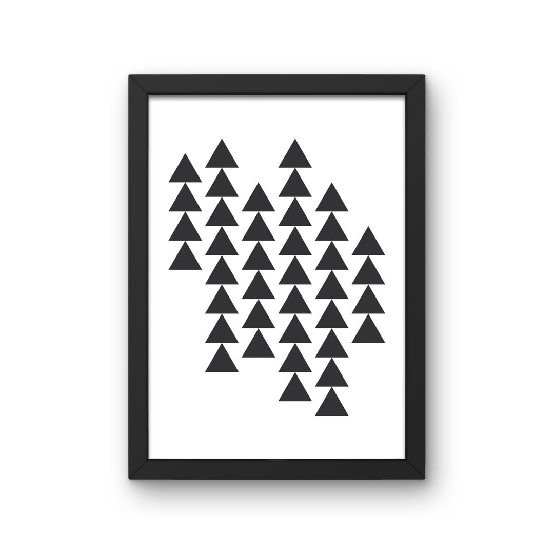 Black and White Triangles Wall Prints, Farmhouse Artwork, Triangle ...