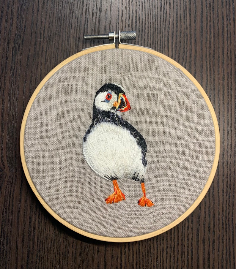 Canadian Puffin Bird Hand Embroidered Finished Hoop - Etsy