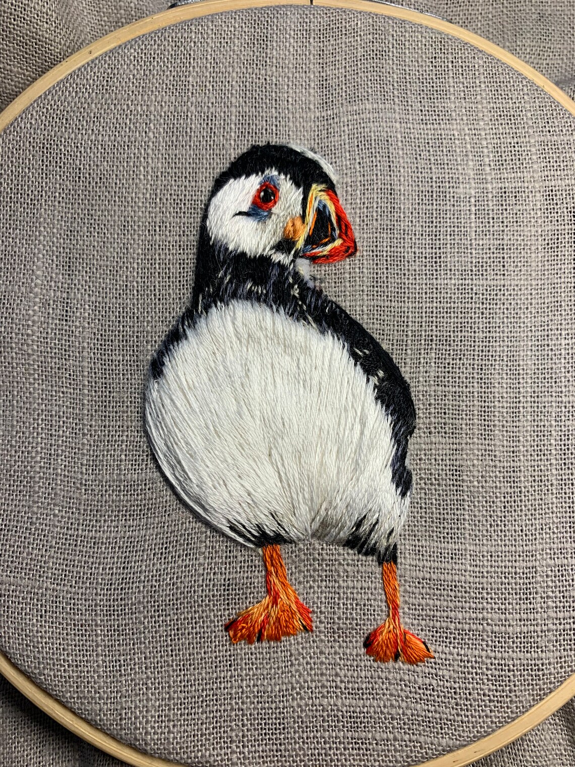 Canadian Puffin Bird Hand Embroidered Finished Hoop - Etsy