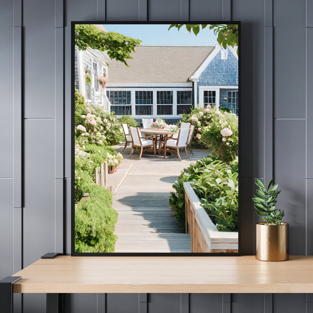 Dreamy Nantucket Porch Digital Print | Beach Vacation | Pool House ...