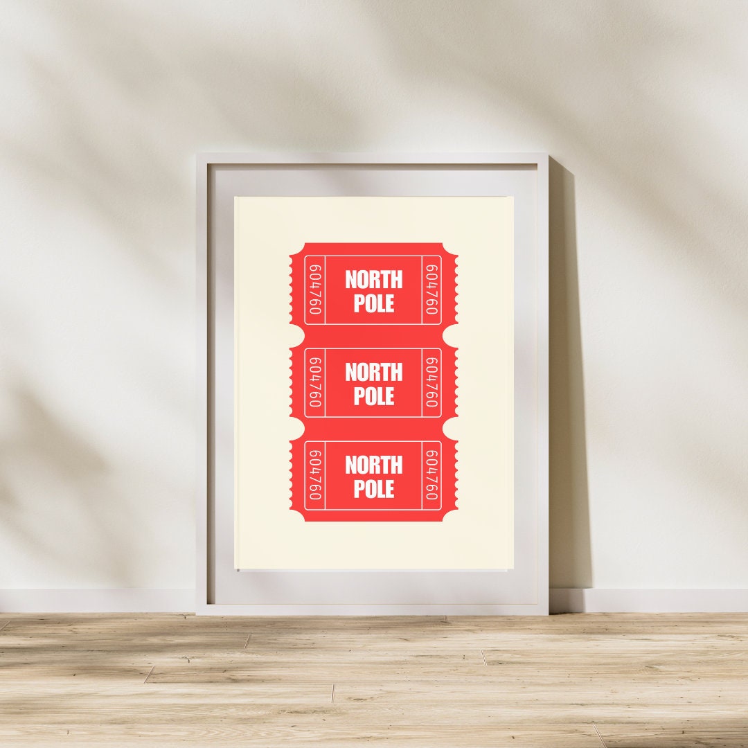 North Pole Tickets Digital Print | Merry Christmas | Happy Holidays ...