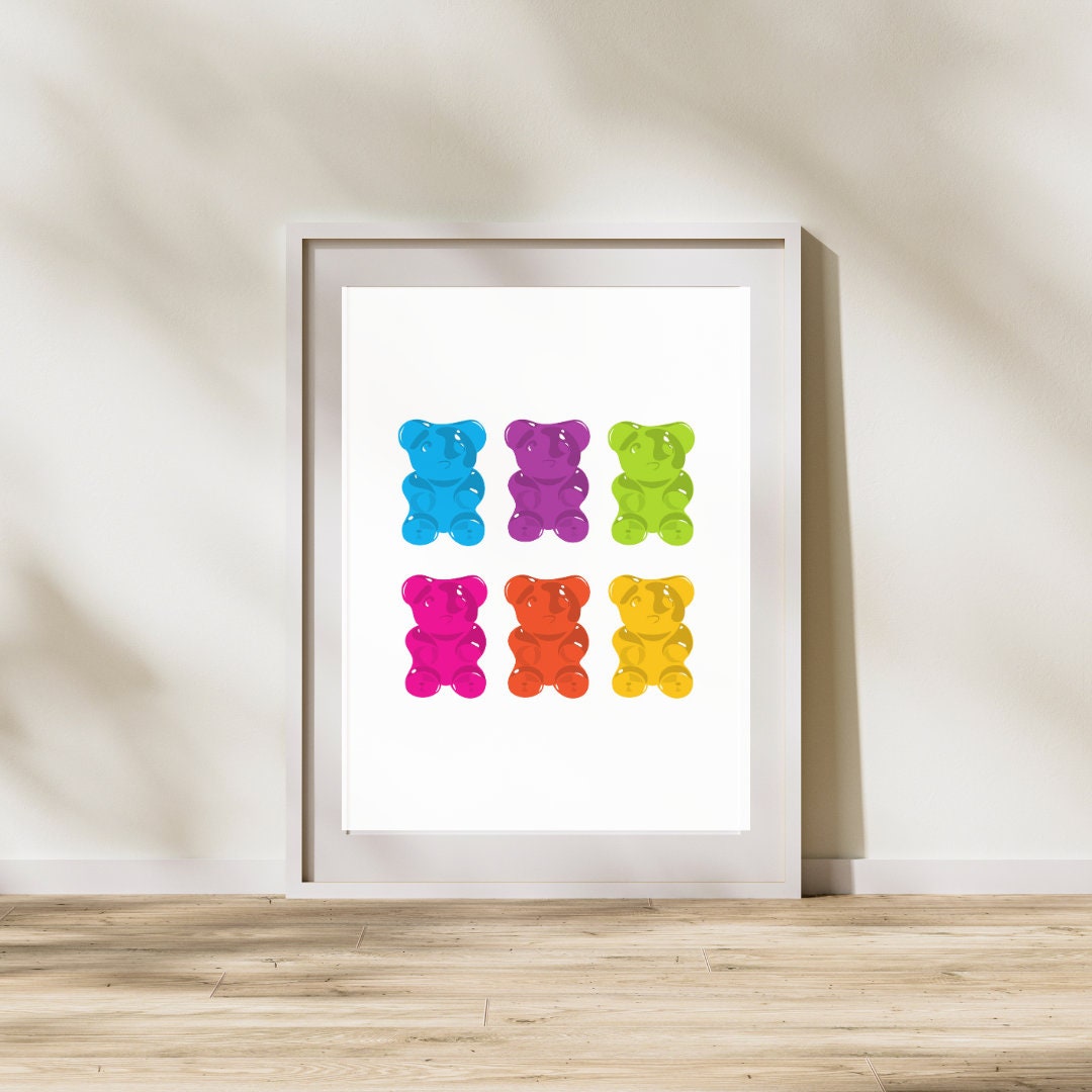 Colorful Gummy Bear Digital Print | Candy | Rainbow | Trendy Wall Decor ...