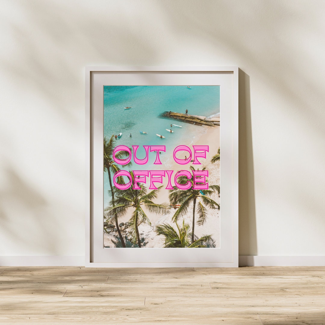 OUT OF OFFICE Digital Print | Beach Vacation | Wall Decor | Funny Art ...