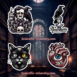 Edgar Allan Poe Sticker Sheet - Cask of Amontillado, Black Cat, Tell ...