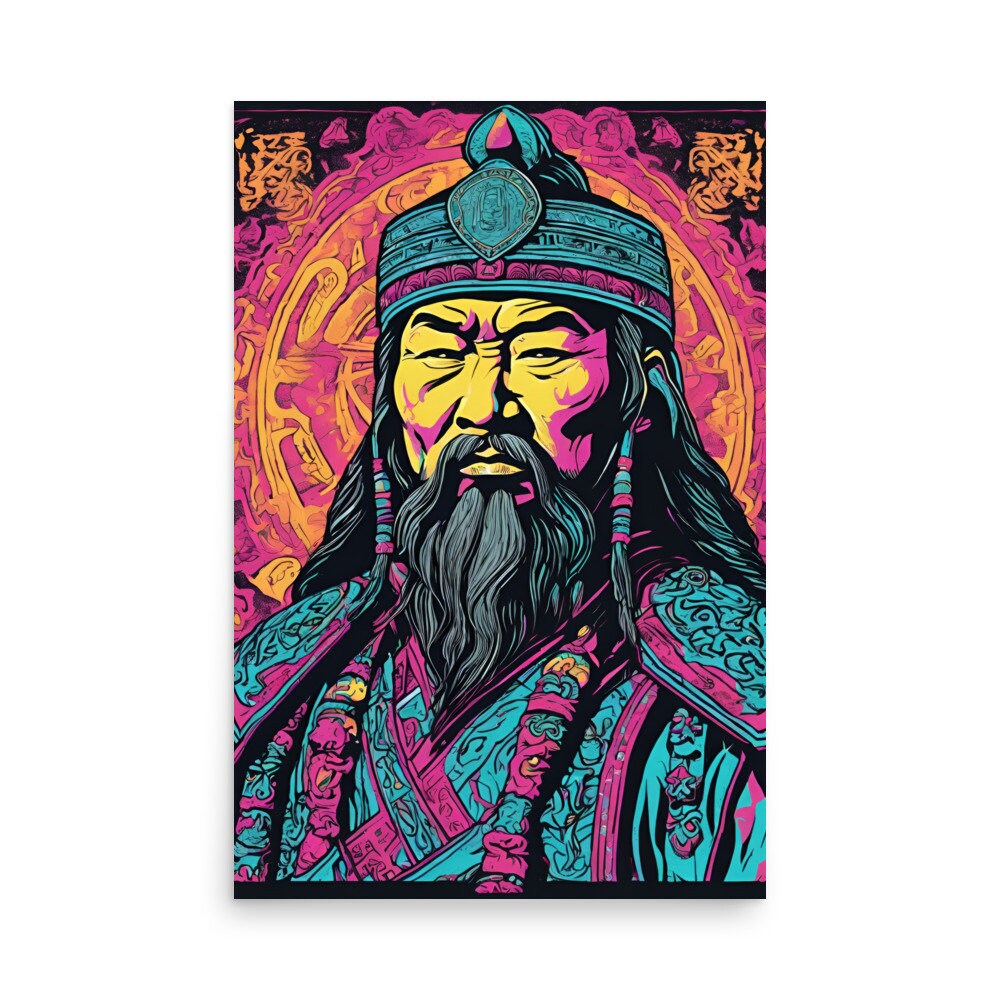 Majestic Conqueror: Genghis Khan in Vibrant Hues Poster - Etsy