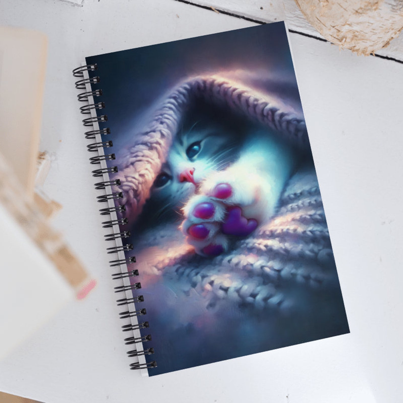 Cozy Kitten Beans Journal Cute Cat Notebook, Whimsical Kitten Cover ...