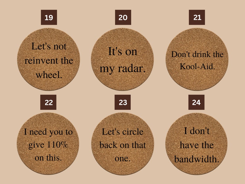 Cork Coasters, Corporate Jargon, Corporate Gift, Work From Home, Funny ...