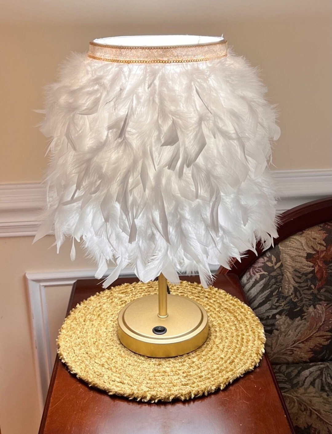 19 Small Brushed Satin Gold Feather Table Lamp With - Etsy