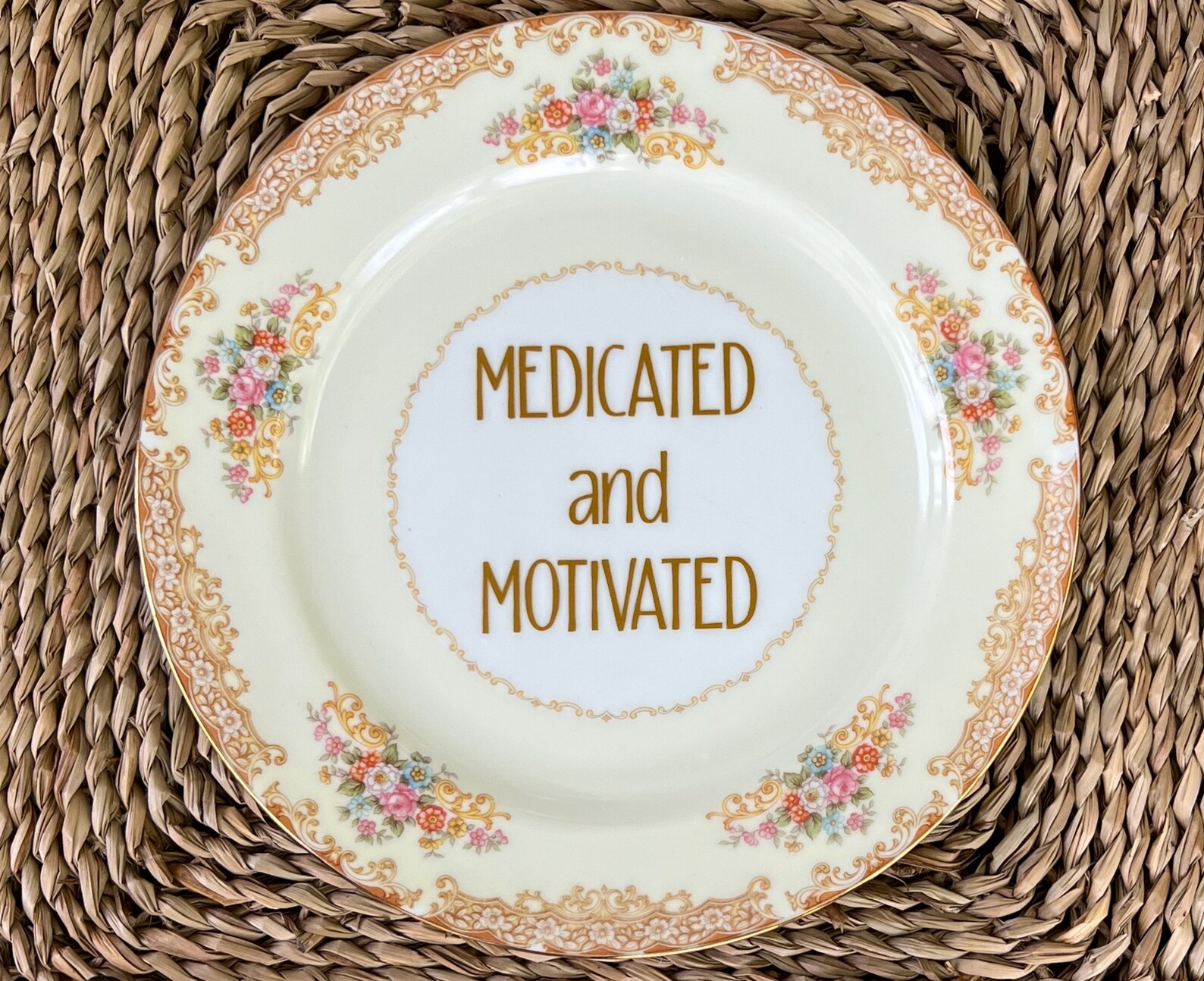Decorative Plate, Medicated and Motivated, Funny Rude Gift, Sassy ...