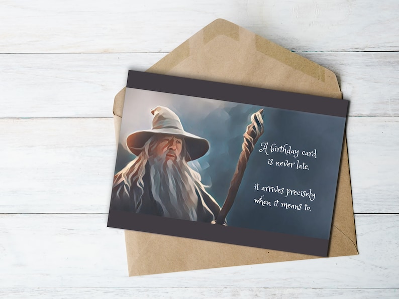 Printable Birthday Card |tolkien Inspired Gandalf | Instant Download ...