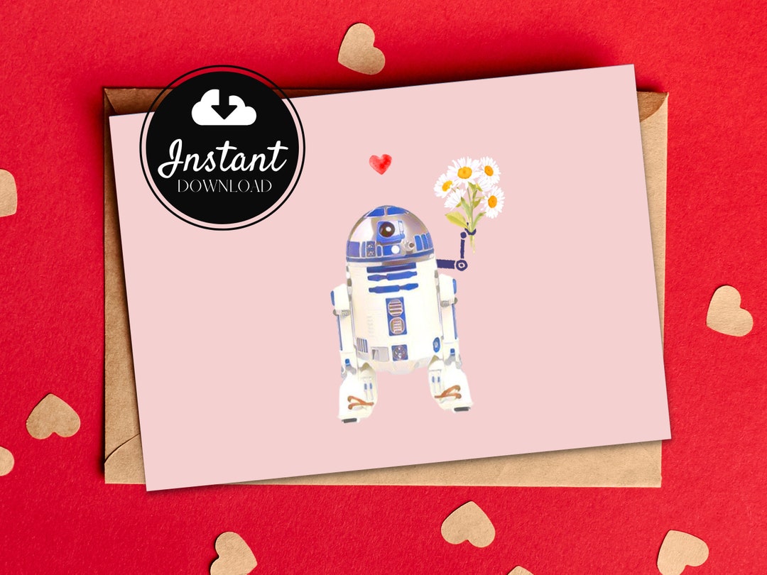 Star Wars Printable Card | R2D2 Flowers | Anniversary Gift (digital ...