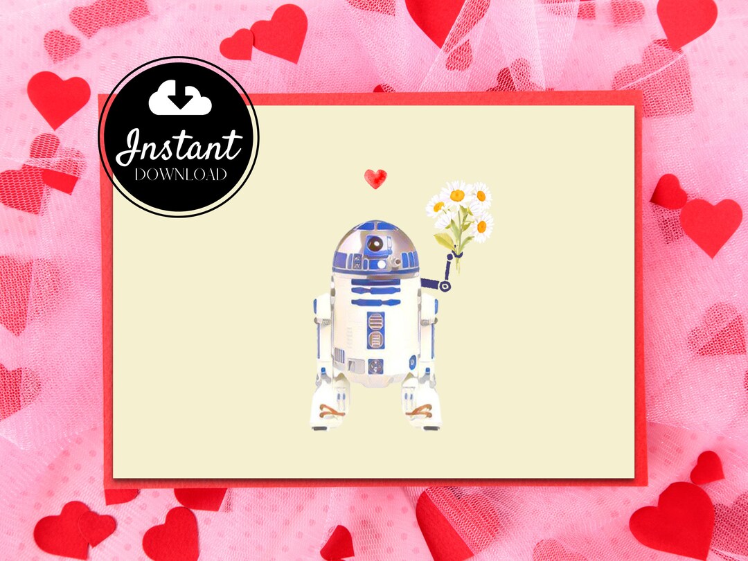 R2D2 Anniversary Card: Star Wars Flowers (digital File) - Etsy