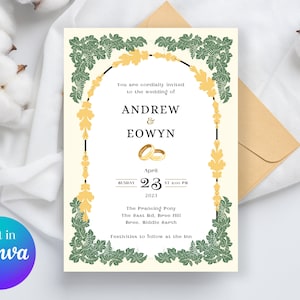Tolkien Inspired Wedding Invitation 4 Pack Canva Template Digital File ...