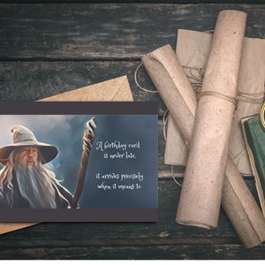 Printable Birthday Card |tolkien Inspired Gandalf | Instant Download ...