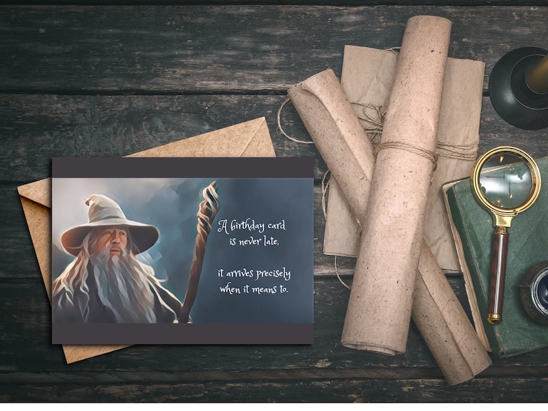 Printable Birthday Card |tolkien Inspired Gandalf | Instant Download ...