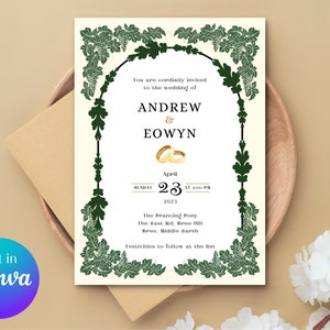 Tolkien Inspired Wedding Invitation 4 Pack Canva Template Digital File ...