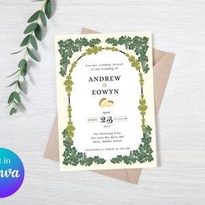 Tolkien Inspired Wedding Invitation 4 Pack Canva Template Digital File ...
