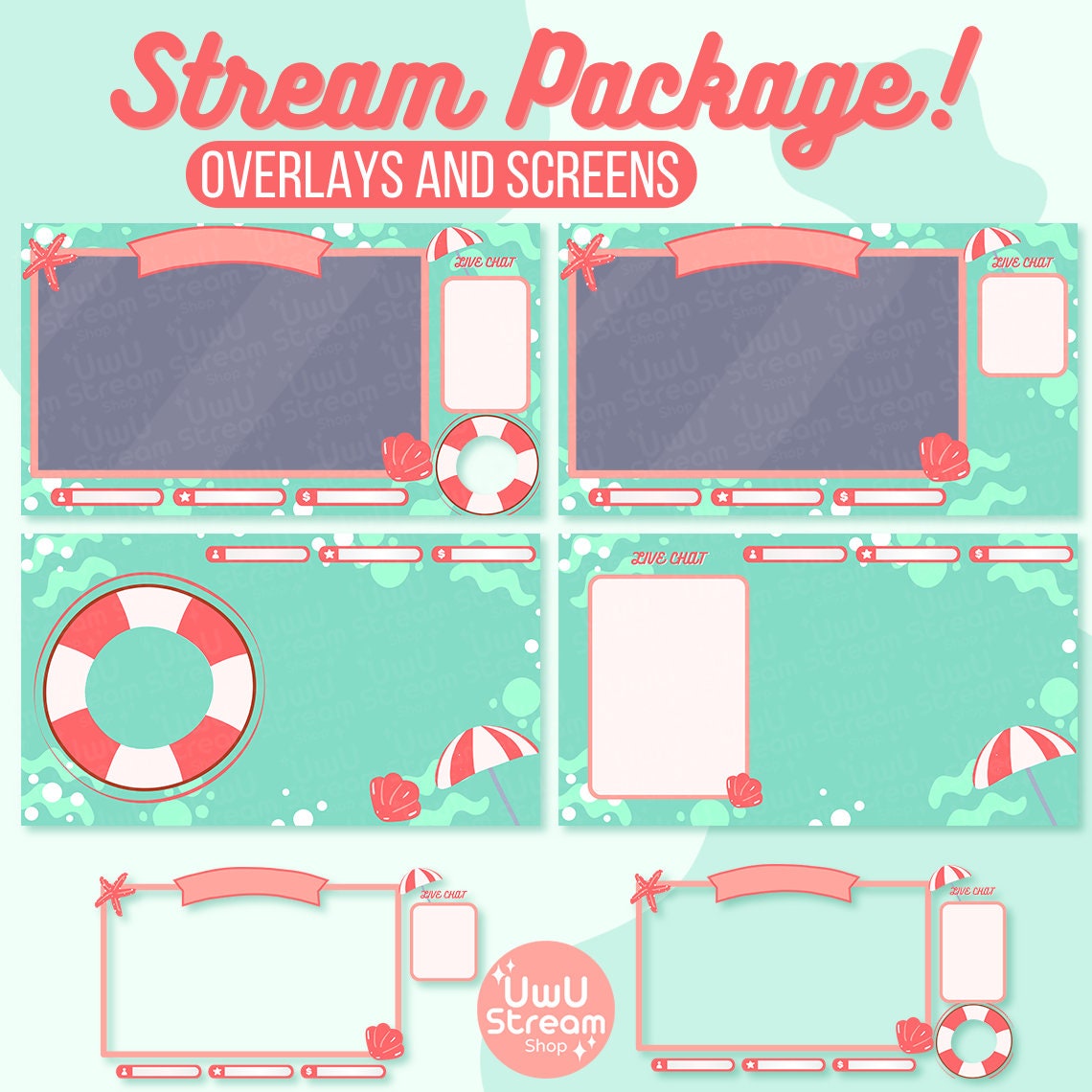 Summer Beach Twitch Overlay Package Animated Stream Package Summer ...