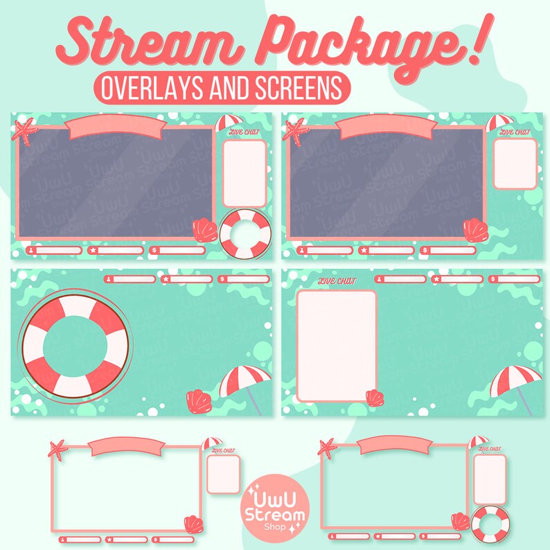 Summer Beach Twitch Overlay Package Animated Stream Package Summer ...