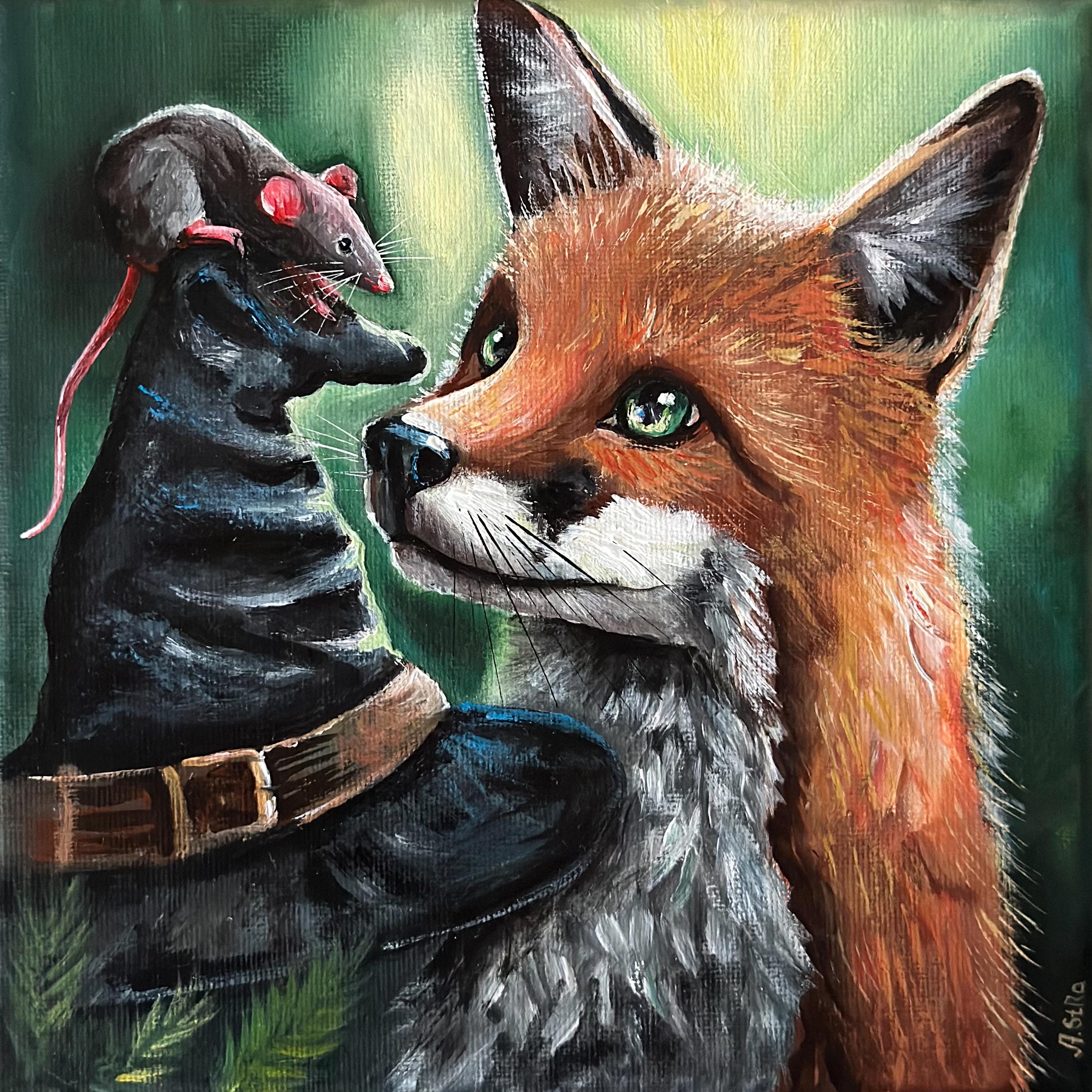 MADE-TO-ORDER Original Canvas Painting Fox and Mouse, Witchy Painting ...