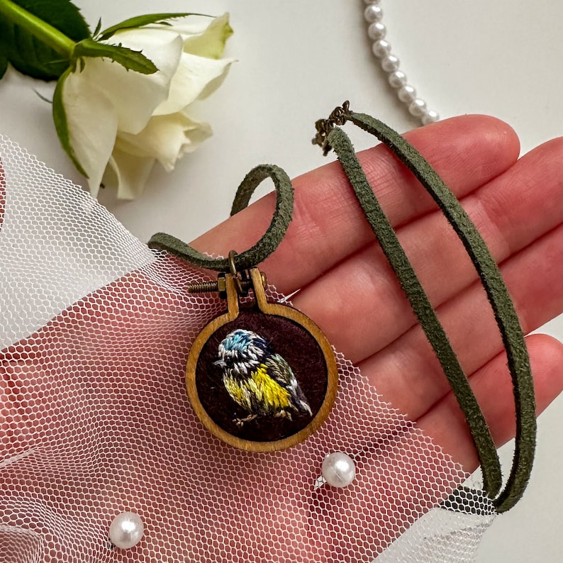 Handmade Embroidered Pendant Animals, Wooden Hoops Pendant, Tiny ...