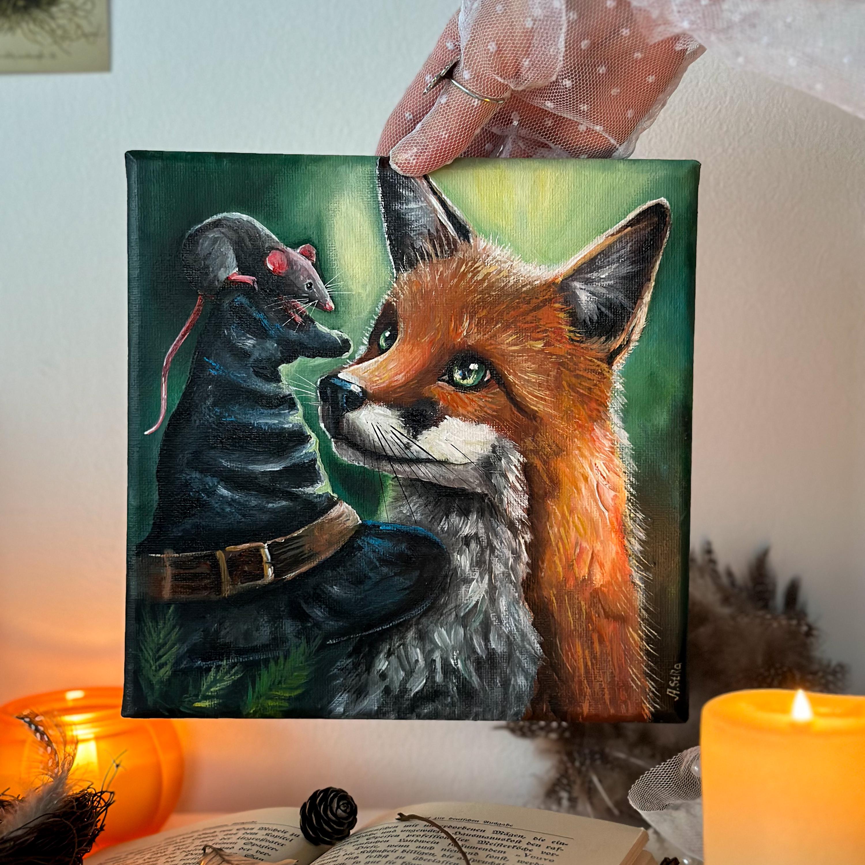 MADE-TO-ORDER Original Canvas Painting Fox and Mouse, Witchy Painting ...