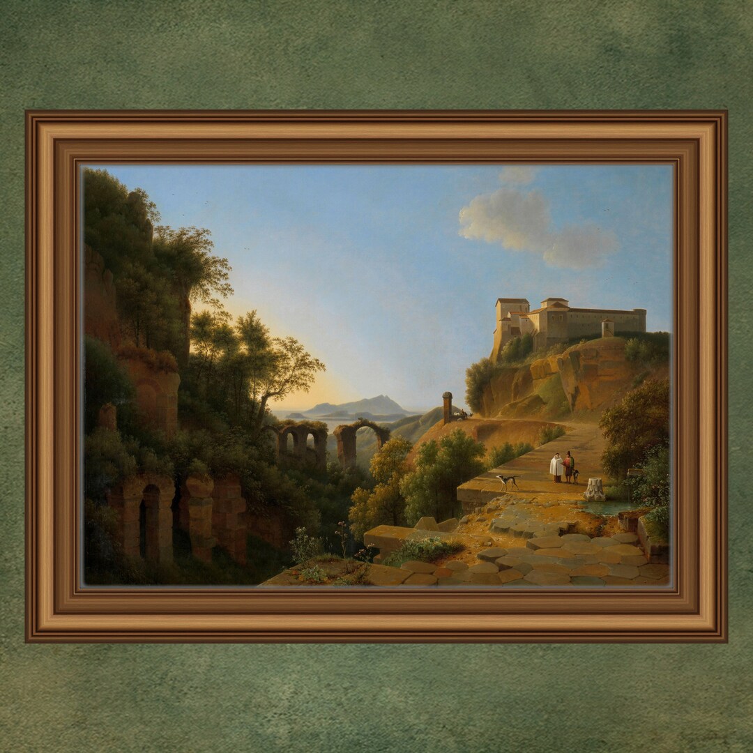 Vintage Scenic Ancient Roman Ruins Landscape Oil Painting | Vintage ...
