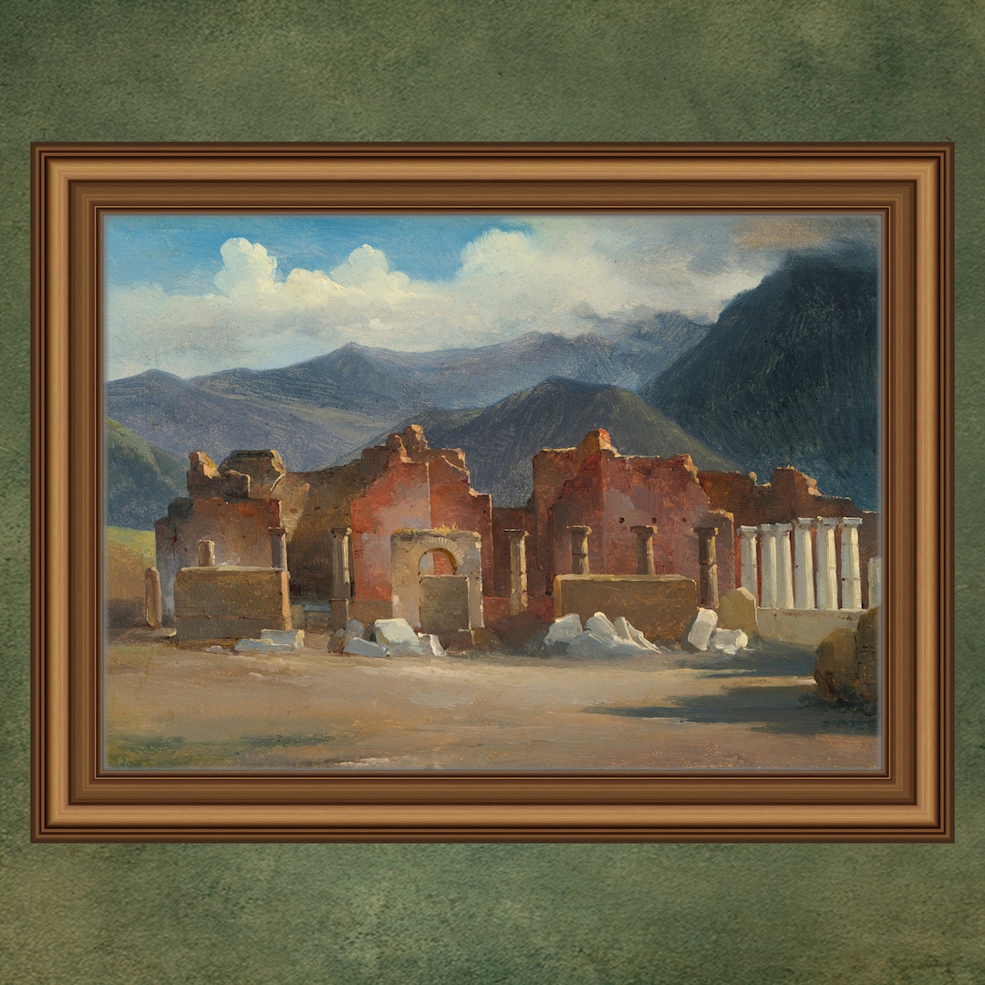 Vintage Scenic Ancient Roman Ruins Landscape Oil Painting Vintage Wall ...