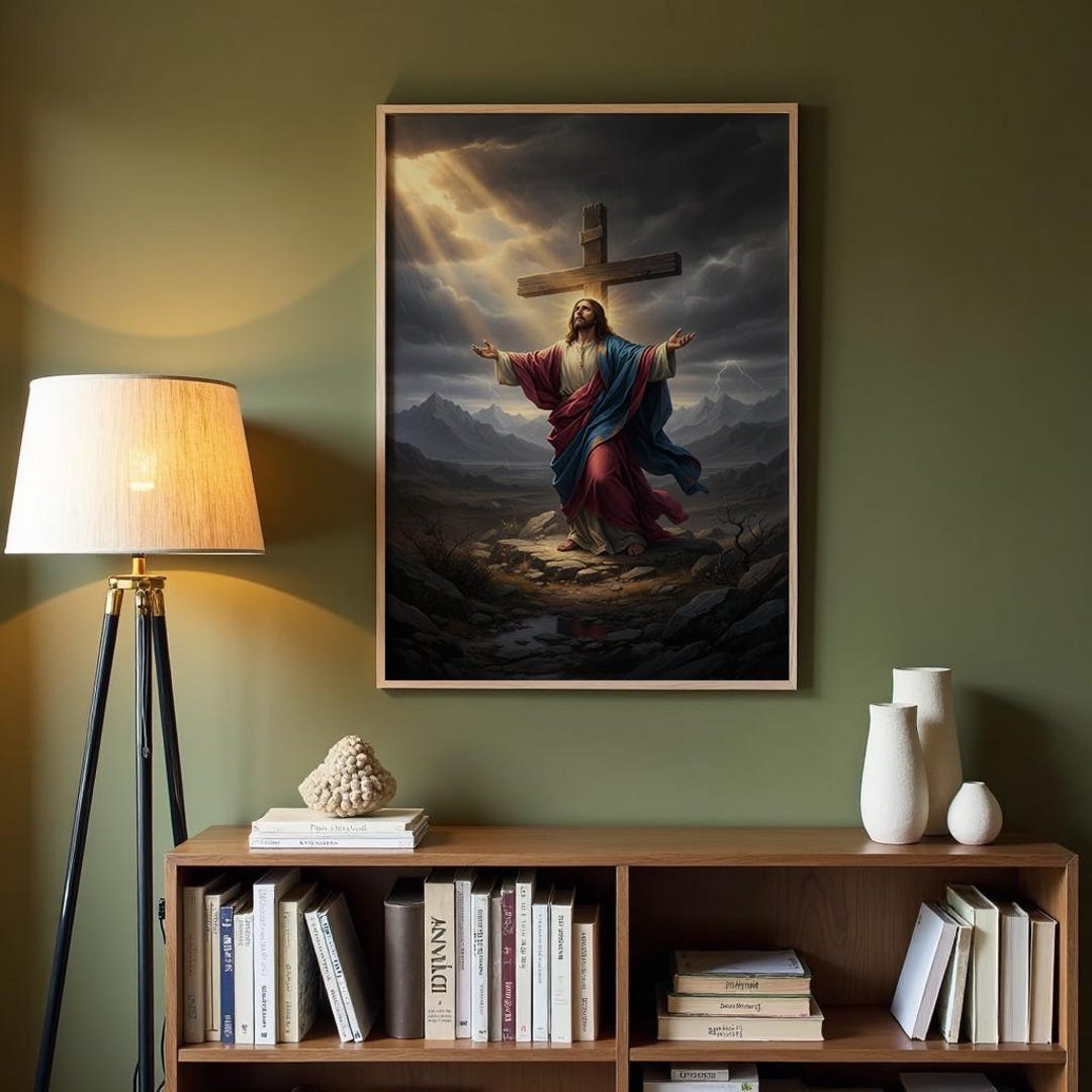 Jesus Christ, Standing With Arms Outstretched in Blessing, Large Wooden ...