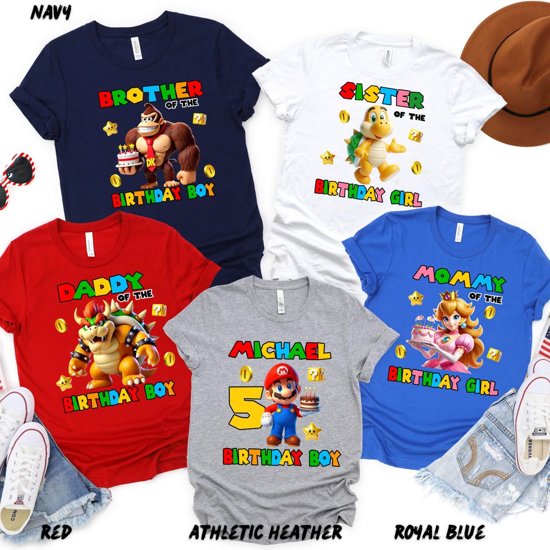 Custom Super Mario Birthday Shirts Personalized Super Mario Family ...