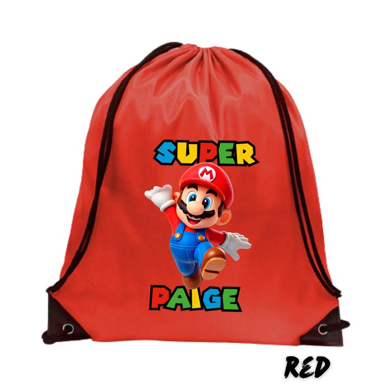 Personalized Super Mario Backpack - Peach, Bowser, Luigi Drawstring ...