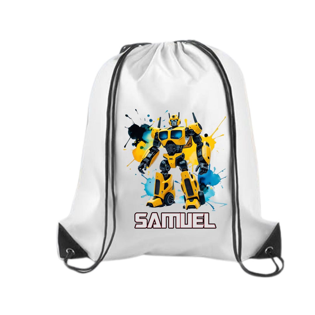 Personalized Transformers Drawstring Backpack – Custom Robot Name Bag ...