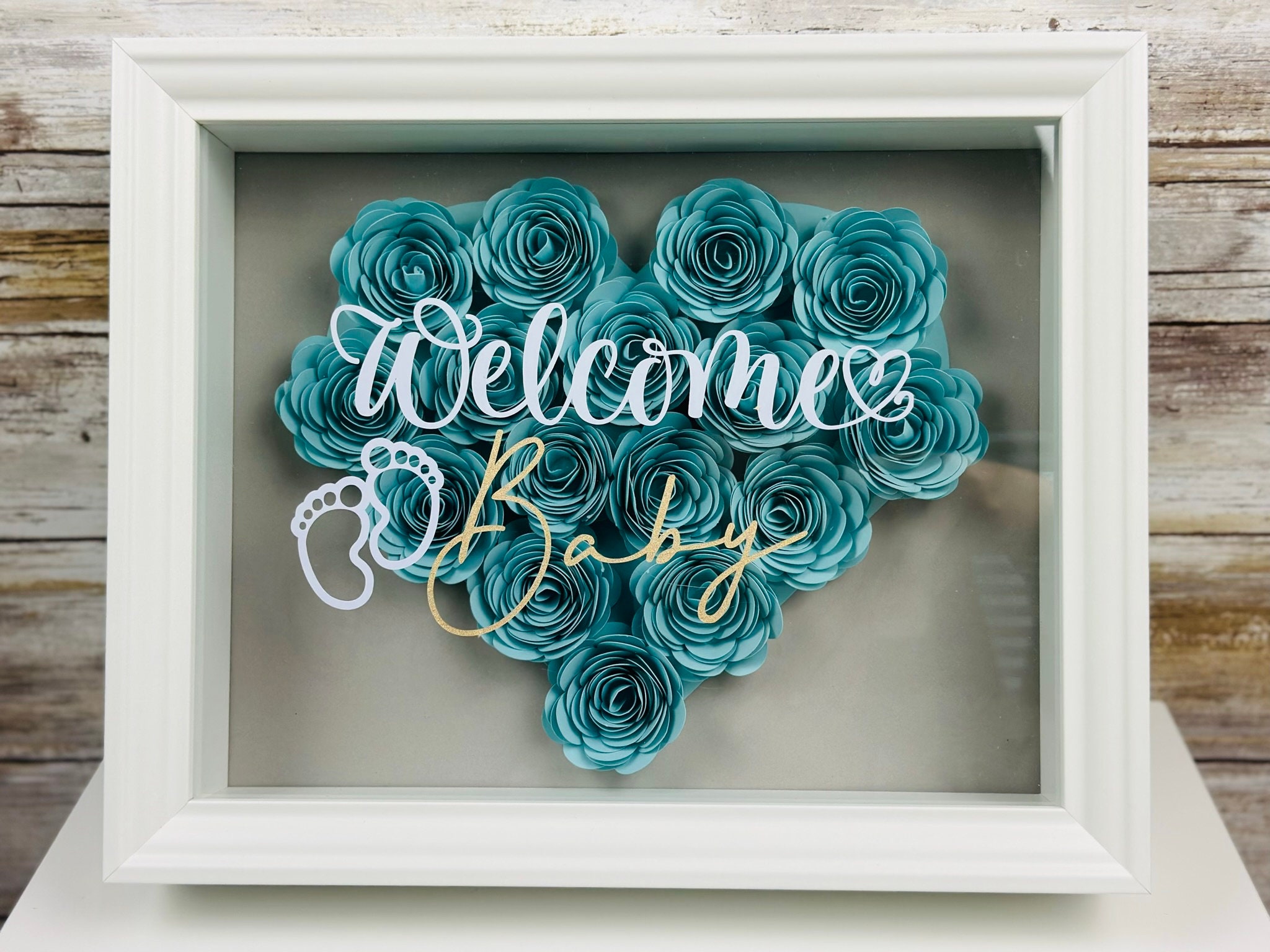 Paper Flower Shadow Box Baby Shower Gift Welcome Baby Gift for Mom ...