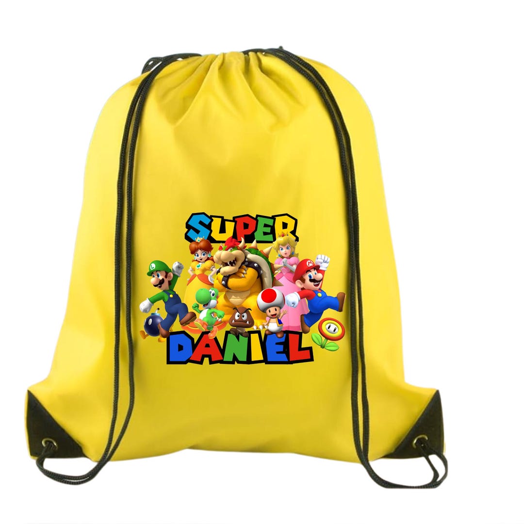 Custom Super Mario Backpack - Mario, Peach, Bowser, Luigi Drawstring ...