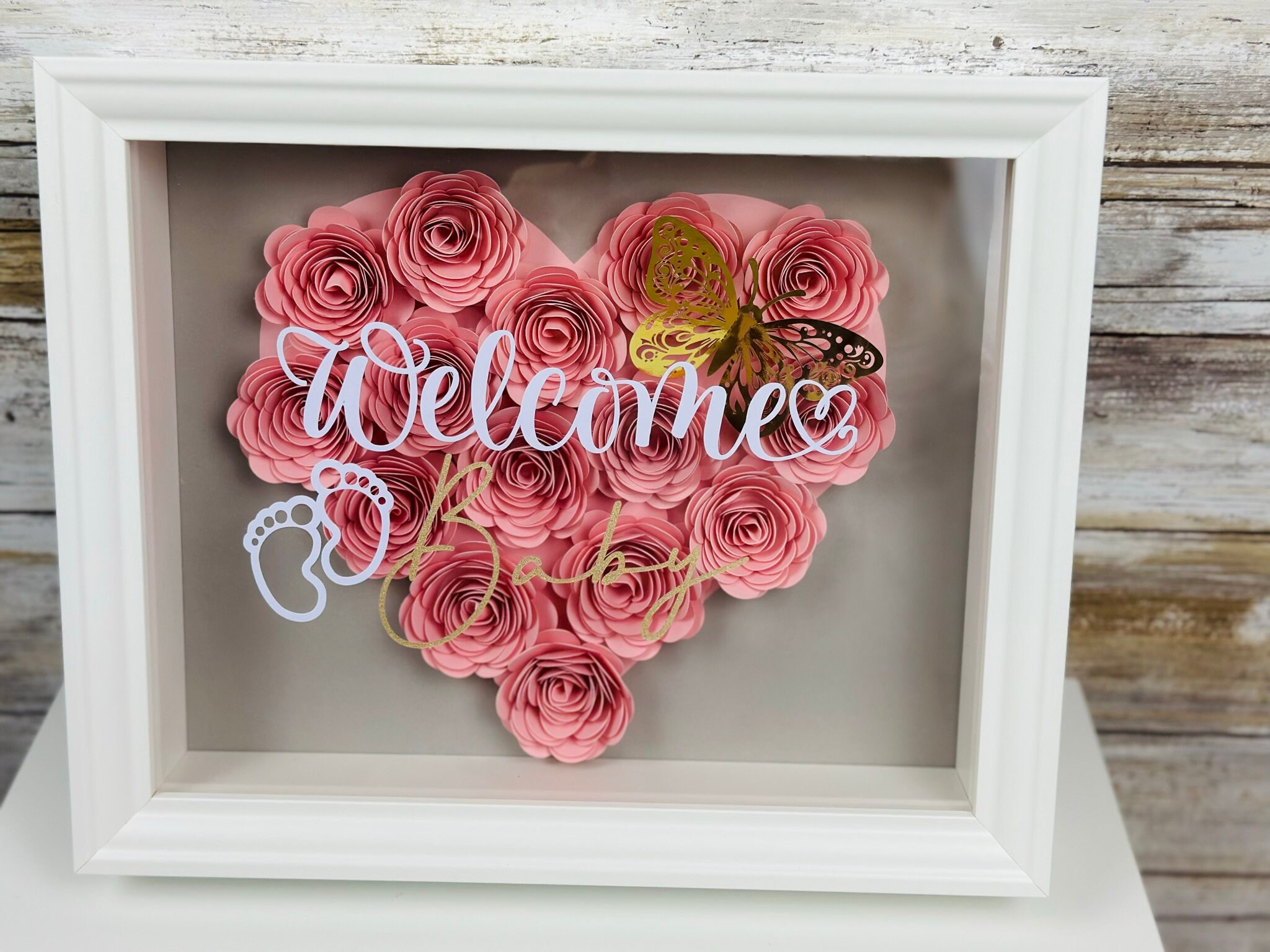 Paper Flower Shadow Box Baby Shower Gift Welcome Baby Gift for Mom ...