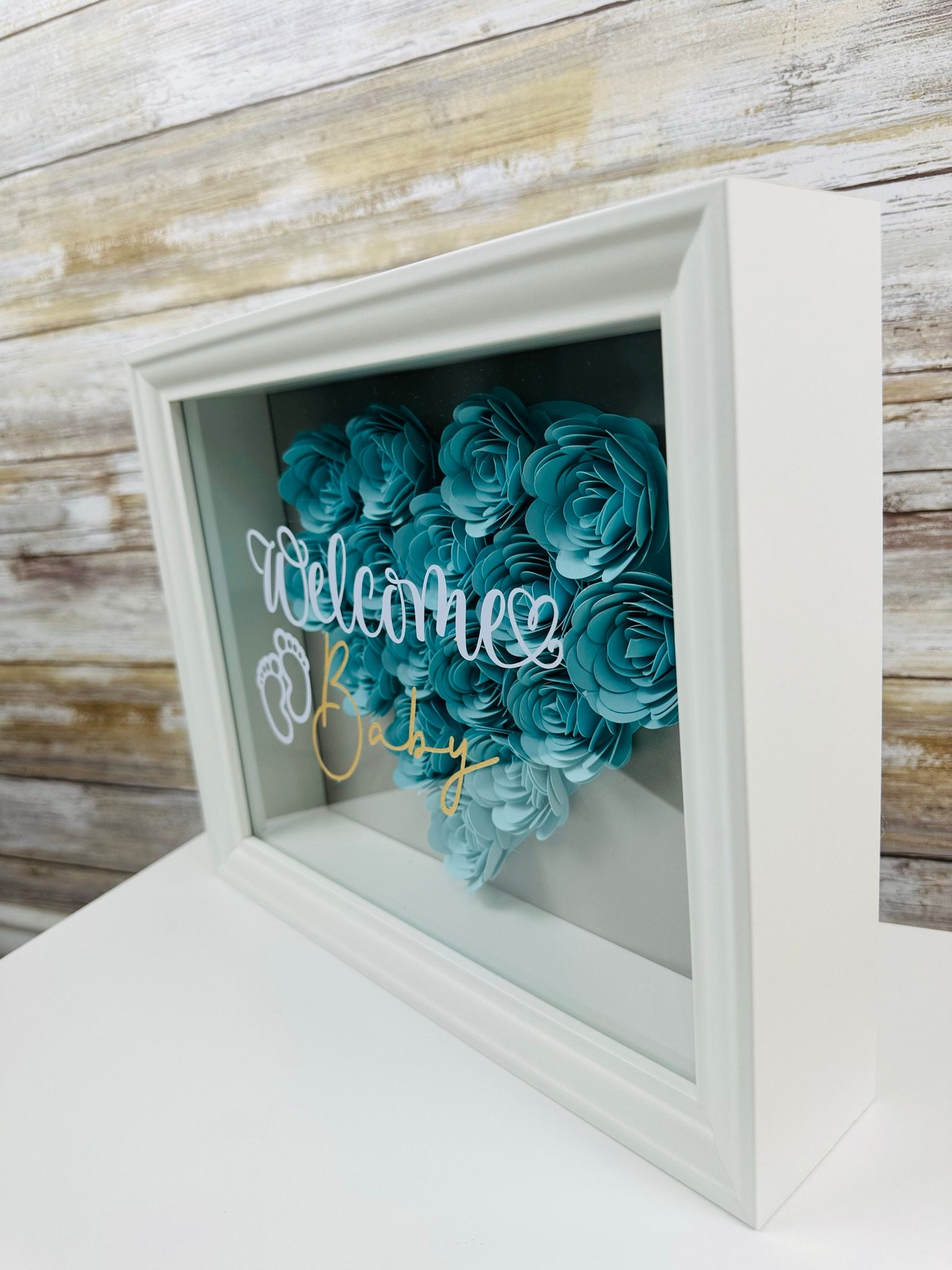 Paper Flower Shadow Box Baby Shower Gift Welcome Baby Gift for Mom ...